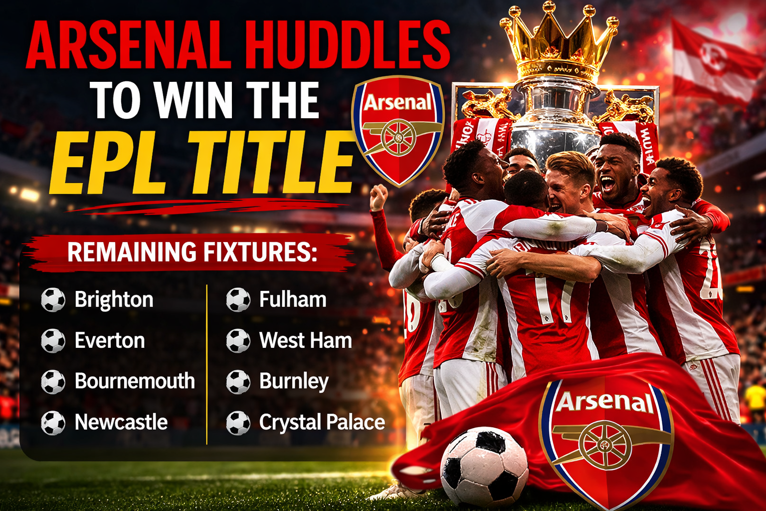 Arsenal Huddles to Win the Premier League Title as the Run-In ...